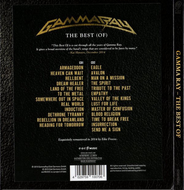 Buy Gamma Ray : The Best Of (2xCD, Comp, Ltd, RM, Dig) Online for a ...