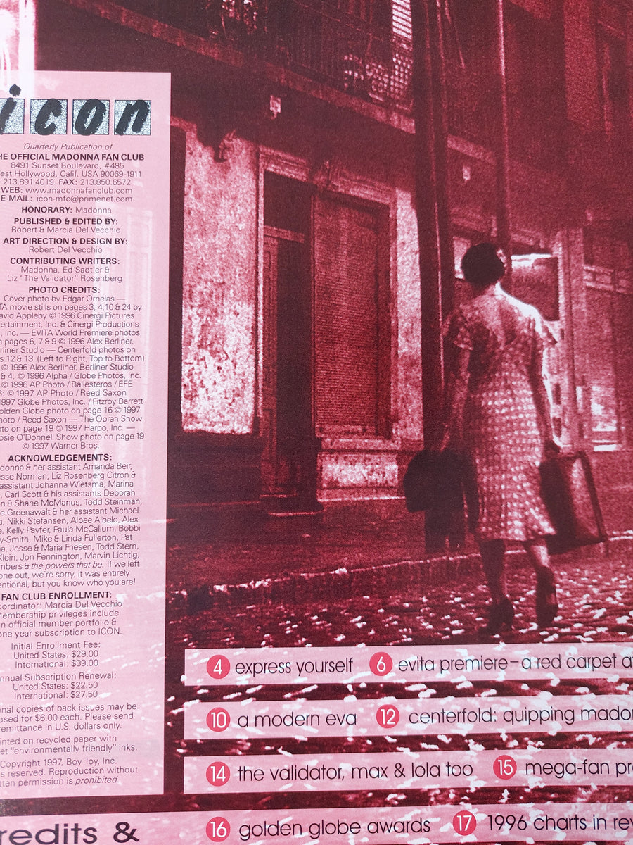 MADONNA ICON FAN CLUB MAGAZINE NUMBER 24 VOLUME 6 ISSUE 4 EVITA ERA ...