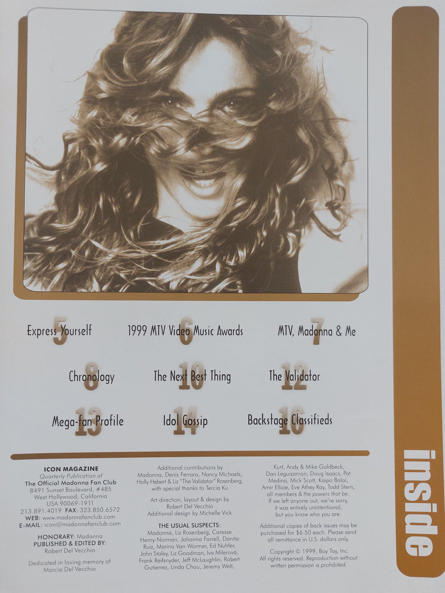 Madonna ICON Fan Club Magazine Number 32 (1999) – River Soar Records
