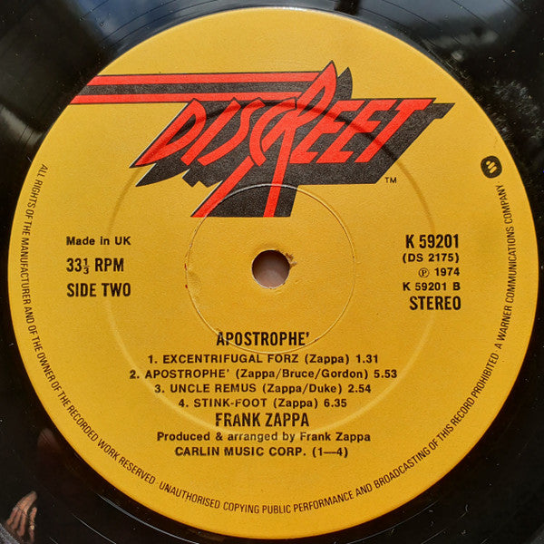 Buy Frank Zappa : Apostrophe (') (LP, Album) Online for a great price ...