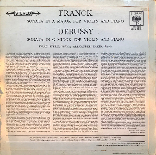 Buy Isaac Stern - Alexander Zakin ; César Franck / Claude Debussy ...
