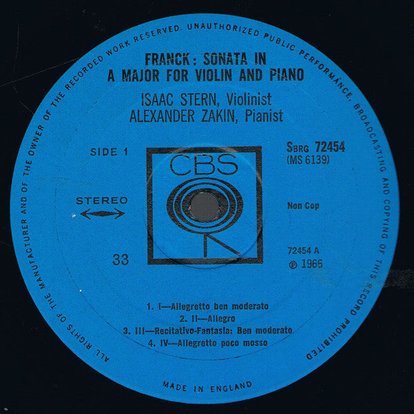 Buy Isaac Stern - Alexander Zakin ; César Franck / Claude Debussy ...